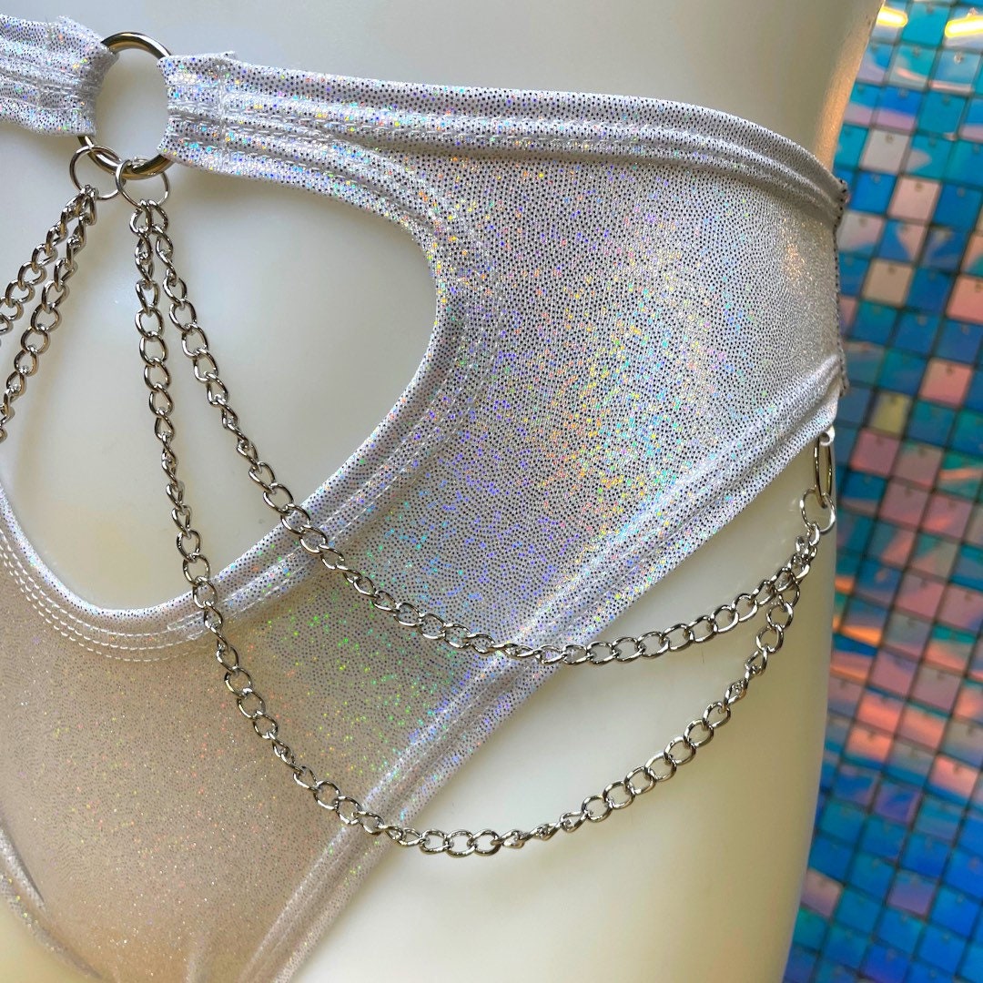 COSMIC | High Waisted High Cut Chain Bottoms wit cut out, Festival Bot ...